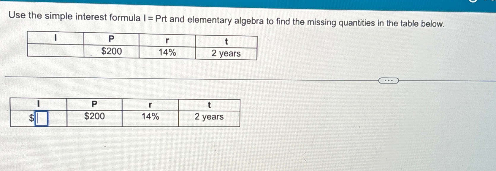 Use the simple interest formula I = ﻿Prt and | Chegg.com