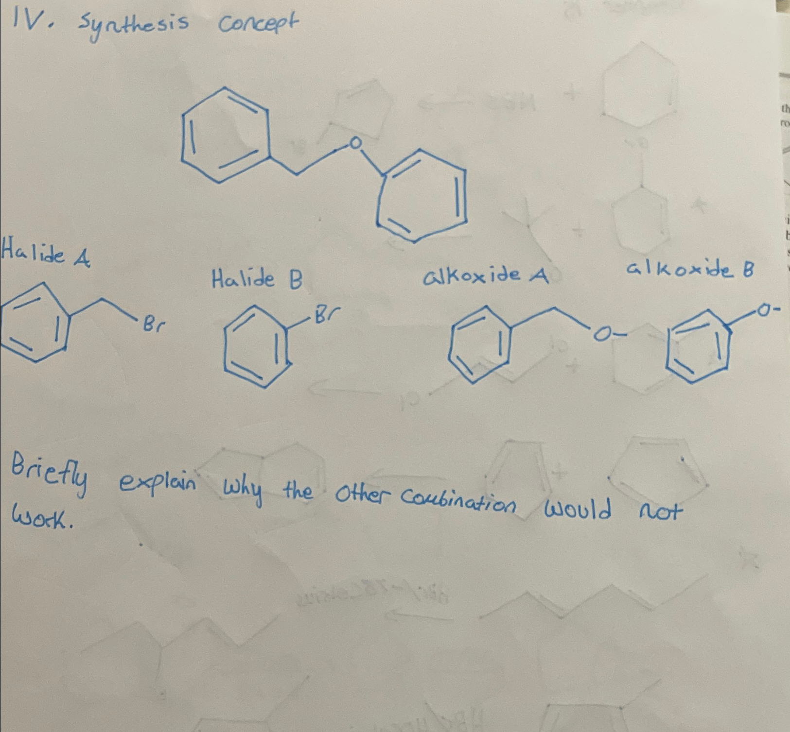 Solved IV. ﻿Synthesis concept Choice the a halide and | Chegg.com