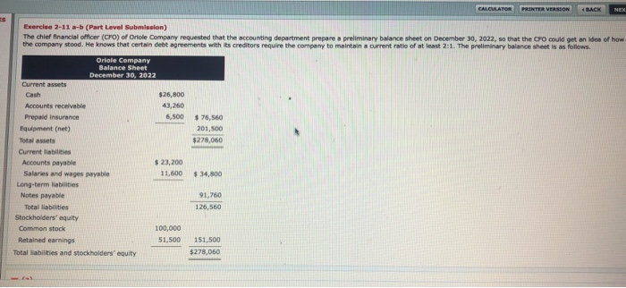 Solved Exercise 2-11 a-b (Part Level Submission) The chief | Chegg.com