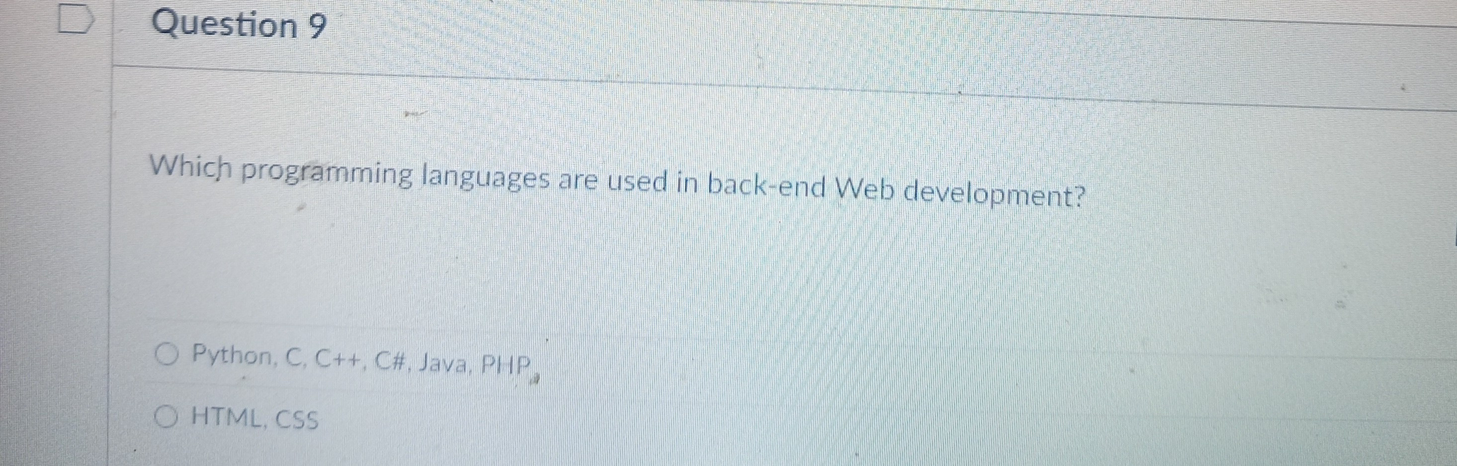 Question 9Which programming languages are used in | Chegg.com
