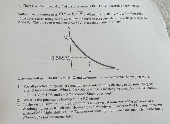 Solved 1. There is another method to find the time constant | Chegg.com