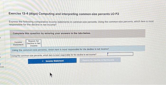 Solved Exercise 13-4 (Algo) Computing and interpreting | Chegg.com