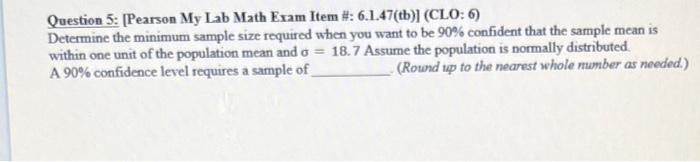 Solved Question 5: [Pearson My Lab Math Exam Item \#: | Chegg.com