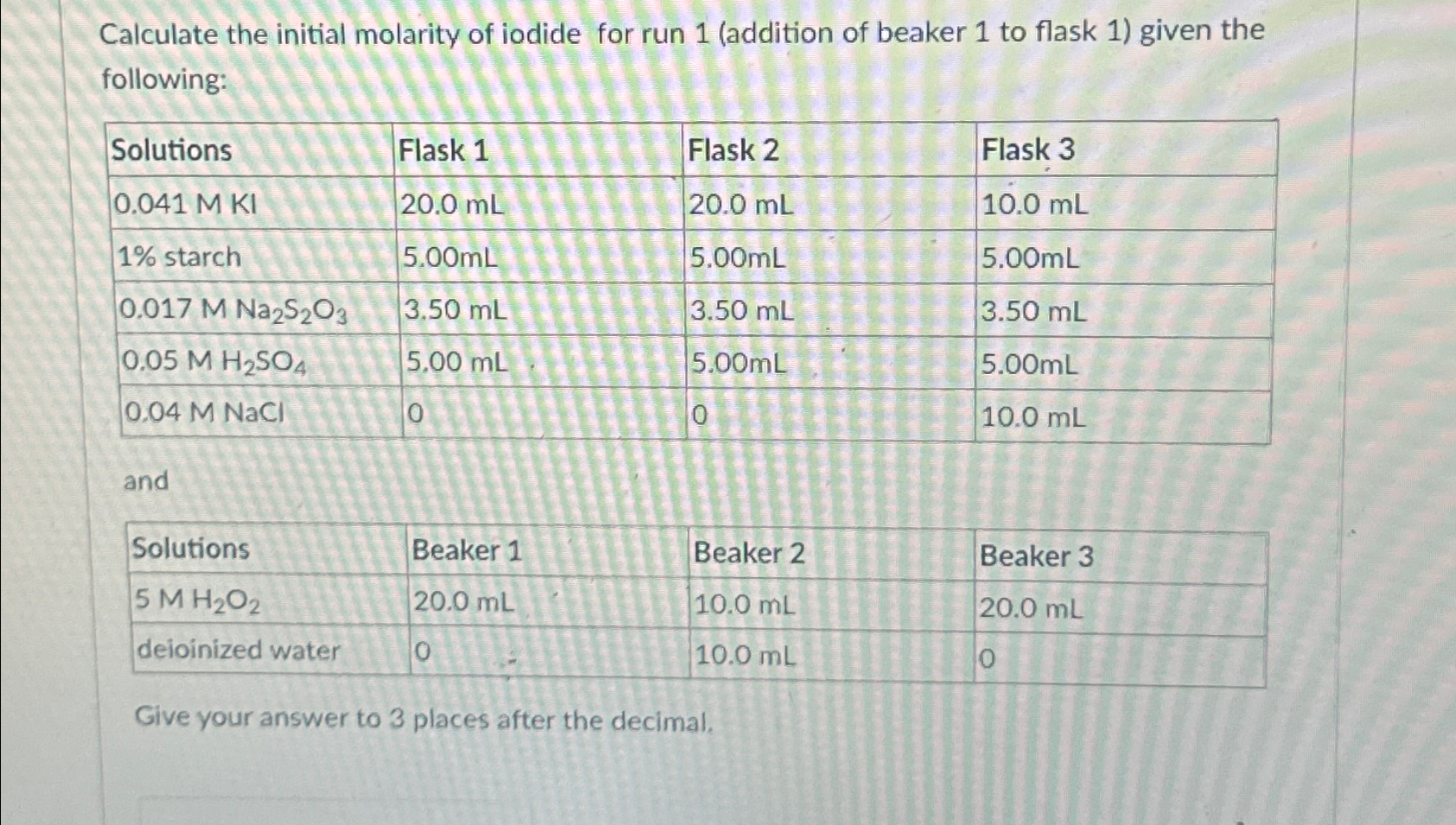 Solved Calculate the initial molarity of iodide for run | Chegg.com