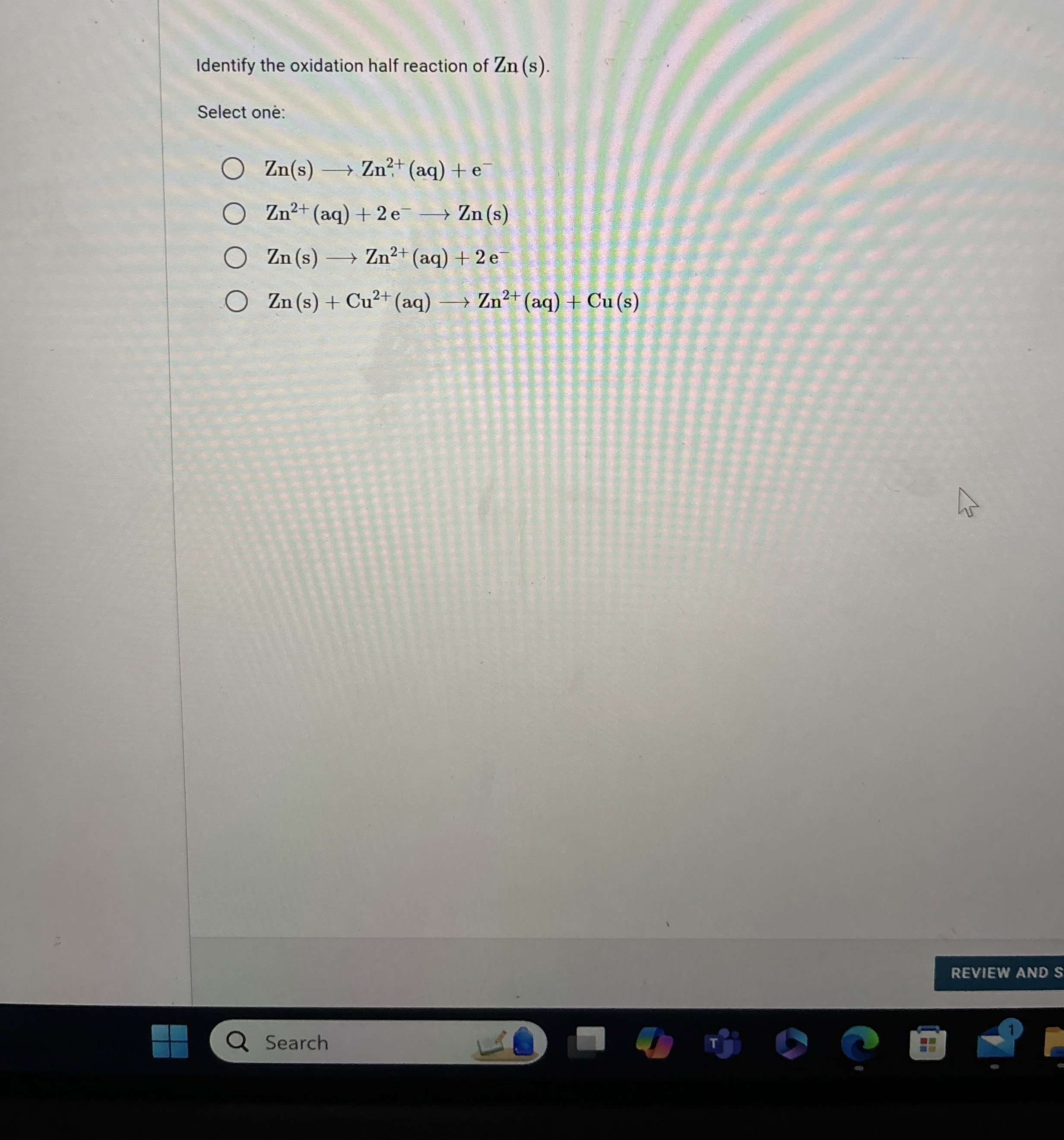 High Quality SOLUTION Identify the oxidation half reaction of Zn(s).Select | Chegg.com
