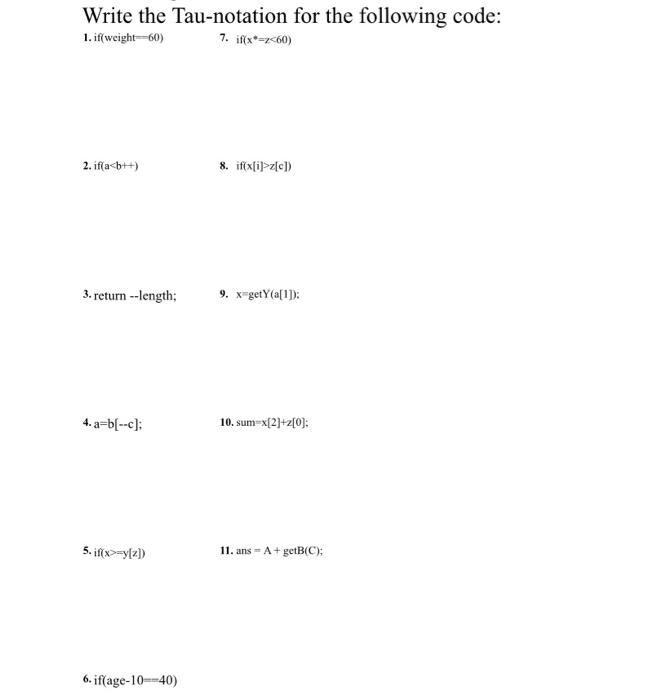 Solved 4. \\( a=b[--c] \\); 10. \\( | Chegg.com