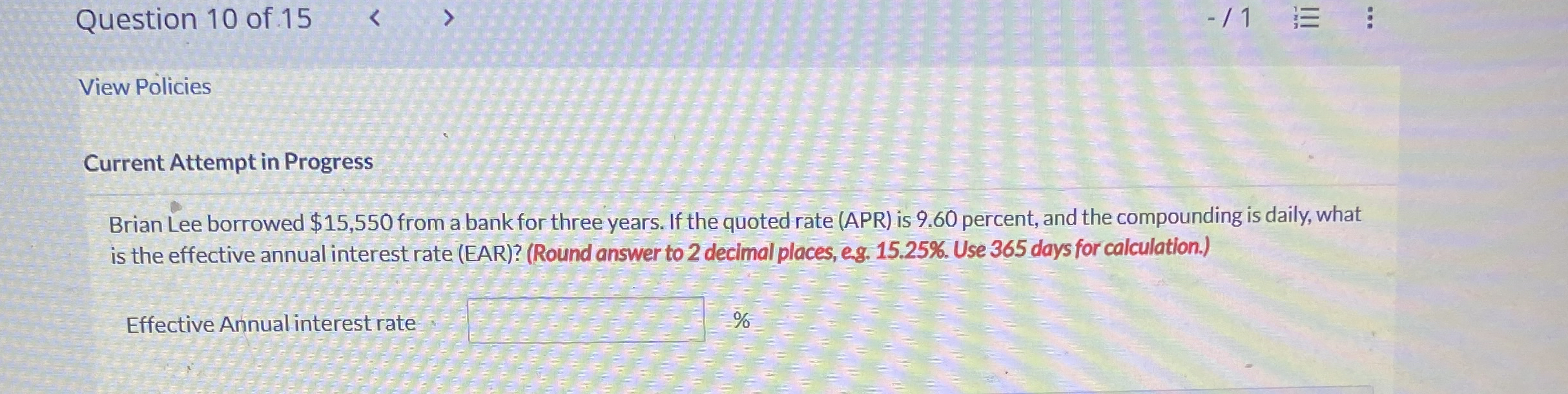 Question 10 ﻿of 15View PóliciesCurrent Attempt in | Chegg.com
