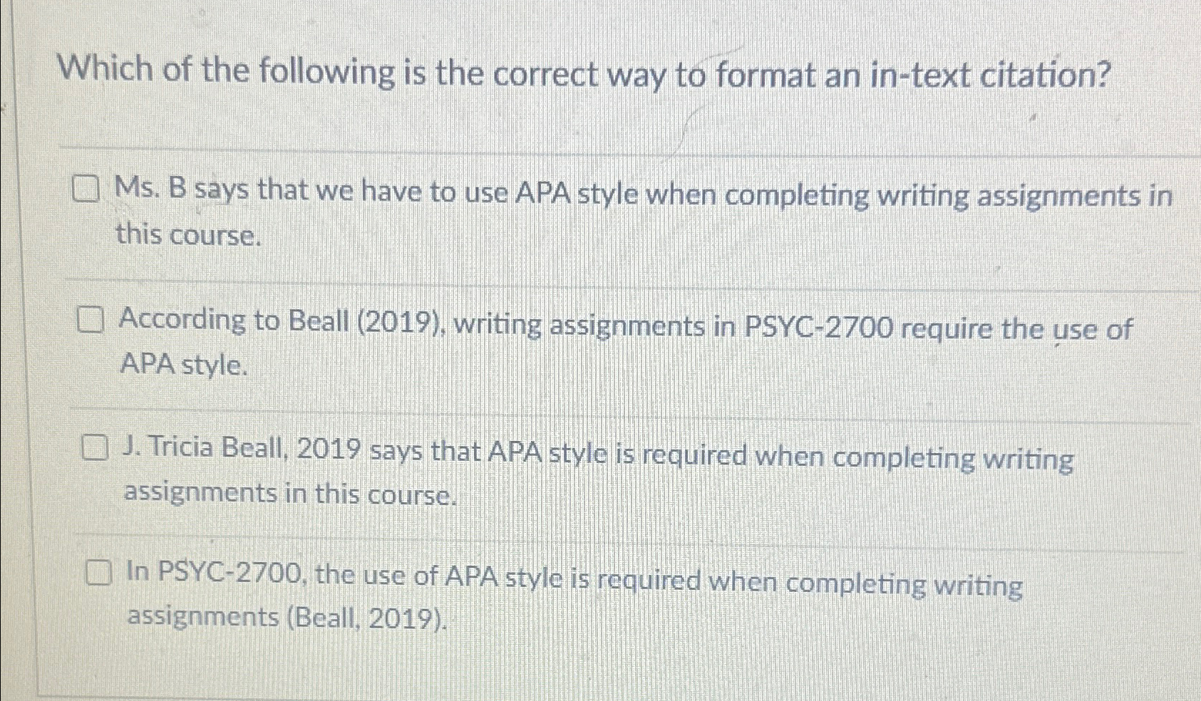 Solved Which of the following is the correct way to format | Chegg.com