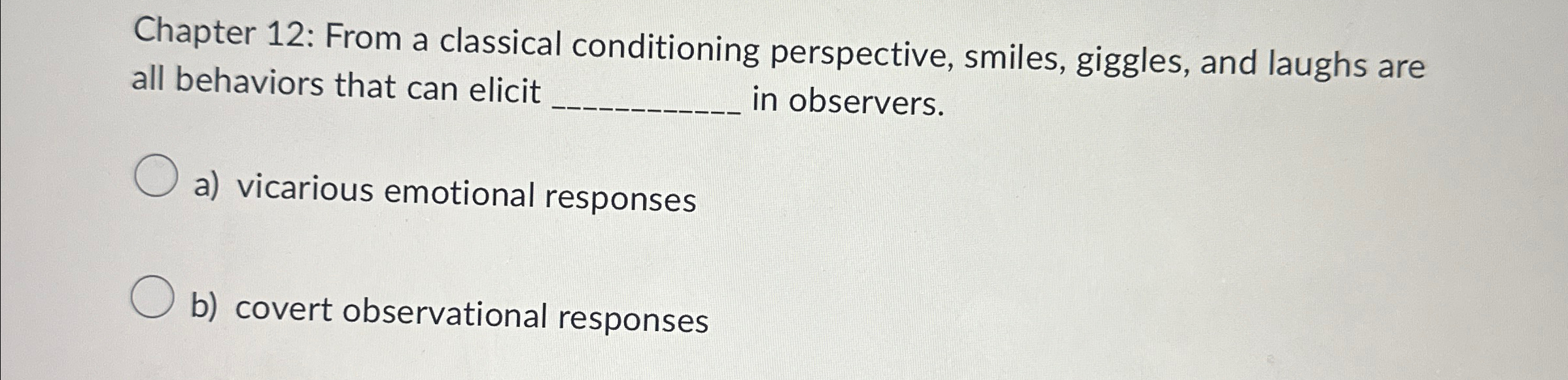 Solved Chapter 12: From a classical conditioning | Chegg.com