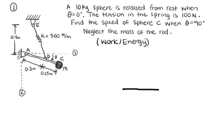 Solved 1 kg sphere is released from rest when ∵ The tension | Chegg.com