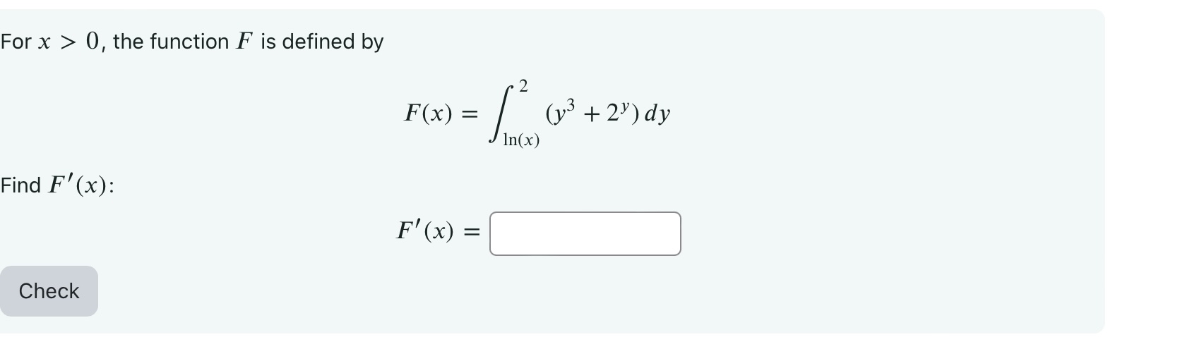 Solved For x>0, ﻿the function F ﻿is defined | Chegg.com