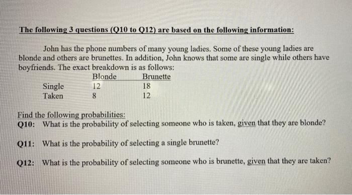 Solved The following 3 questions (Q10 to Q12) are based on | Chegg.com
