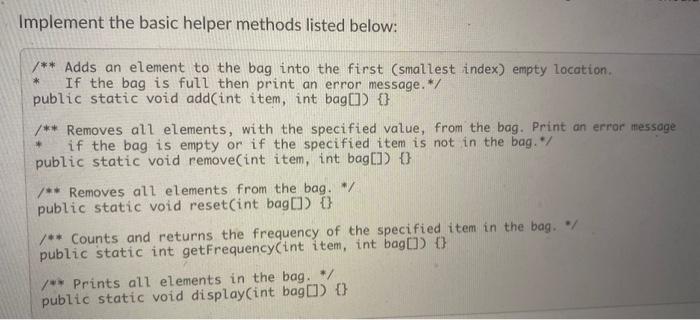 Solved For this program you are to complete the methods | Chegg.com