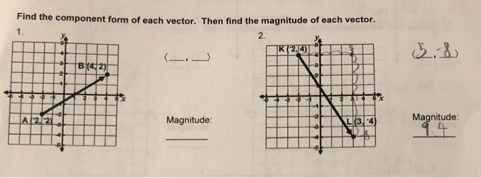 Solved Find the component form of each vector. Then find the | Chegg.com