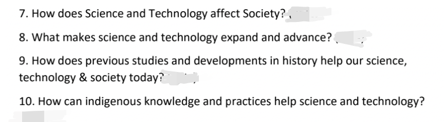 Solved 7. How does Science and Technology affect Society? . | Chegg.com