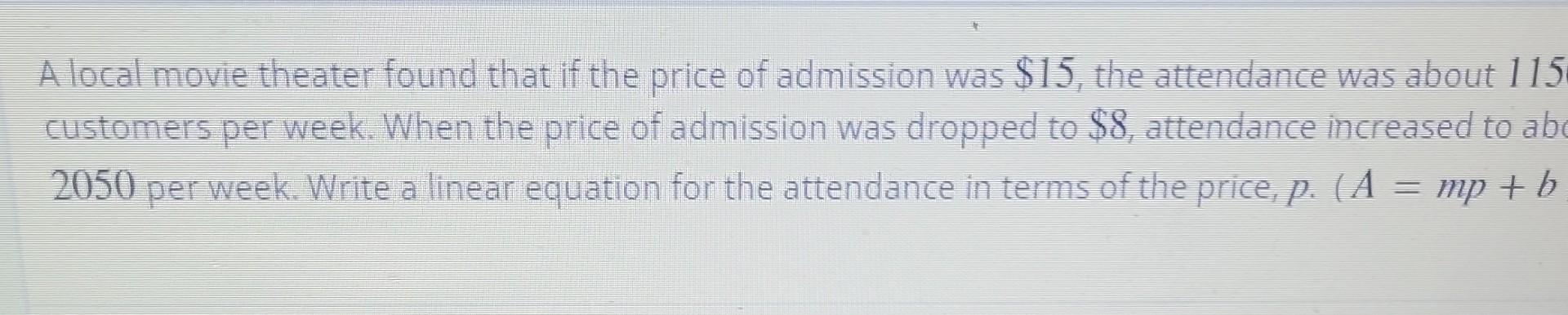 Solved local movie theater found that if the price of | Chegg.com