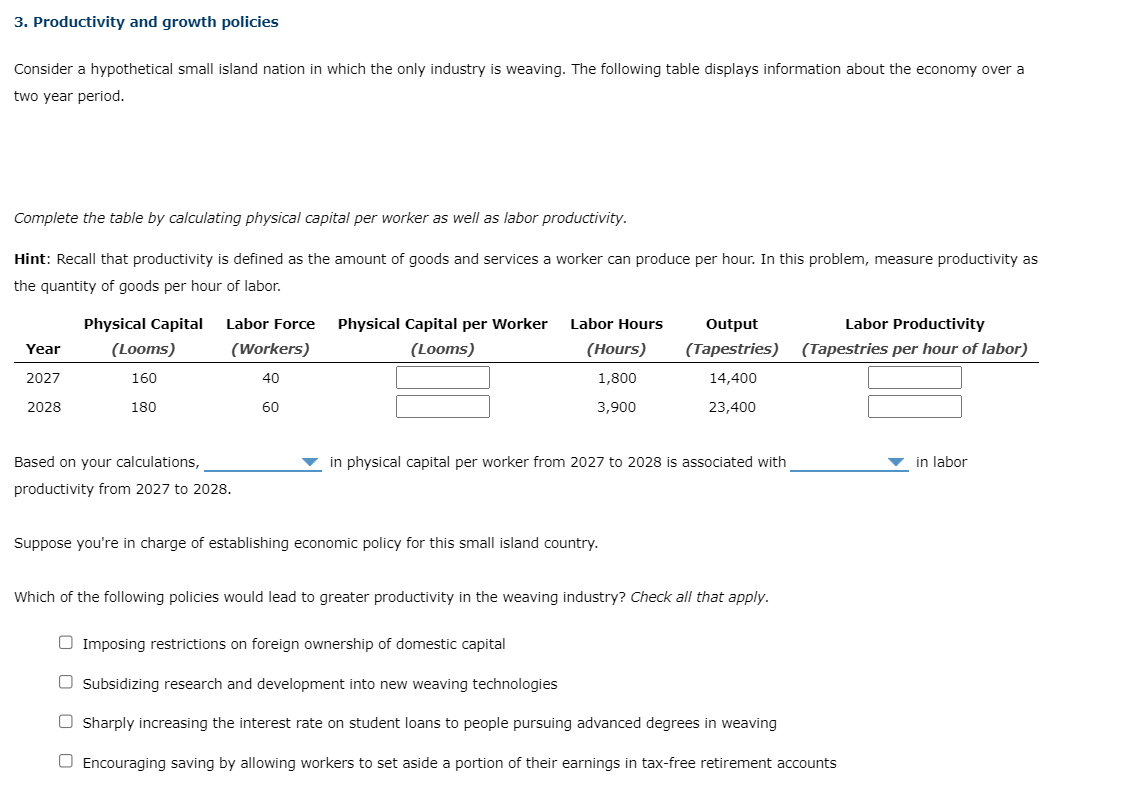 Solved Productivity and growth policiesConsider a | Chegg.com