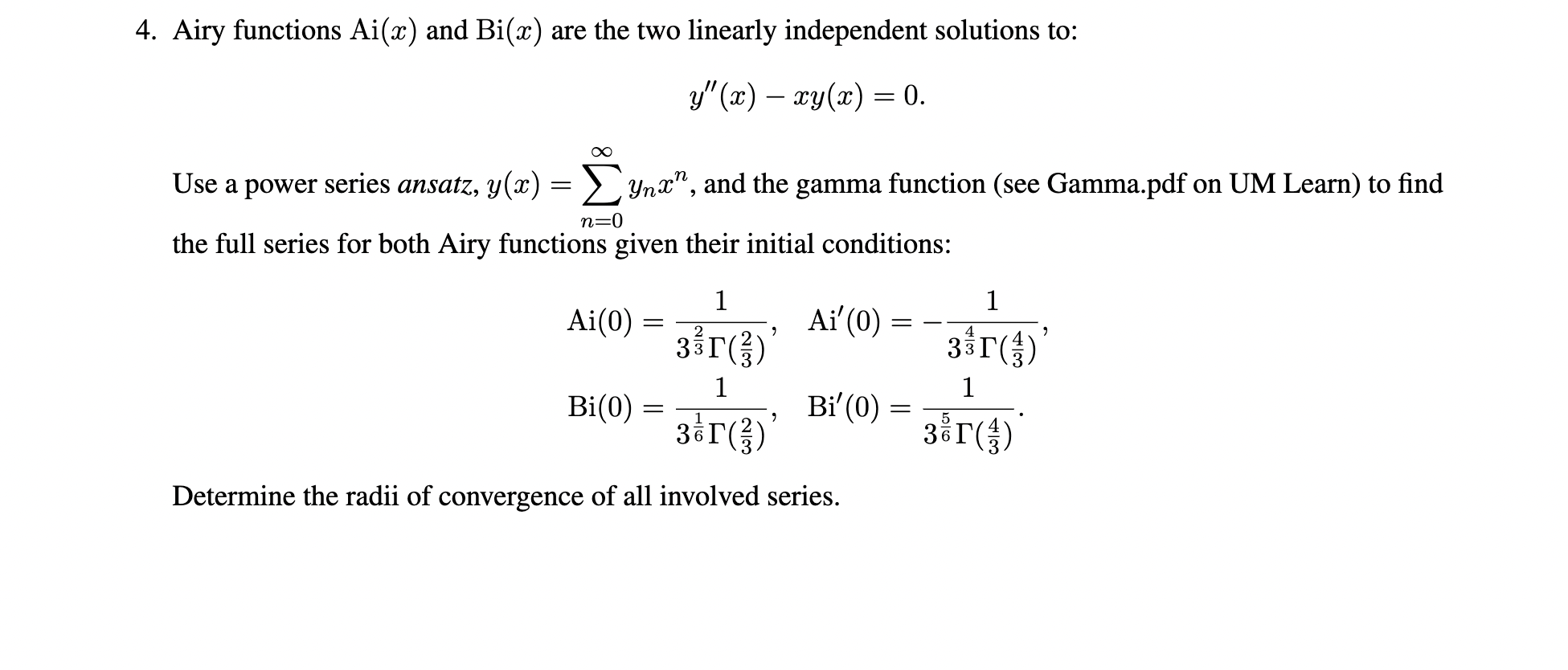 Solved Airy functions Ai(x) ﻿and Bi(x) ﻿are the two linearly | Chegg.com