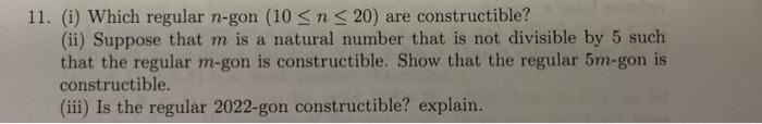 Solved 11. (i) Which regular n-gon (10 n