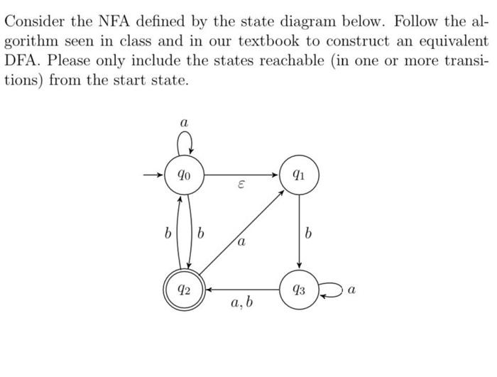 Solved Consider the NFA defined by the state diagram below. | Chegg.com
