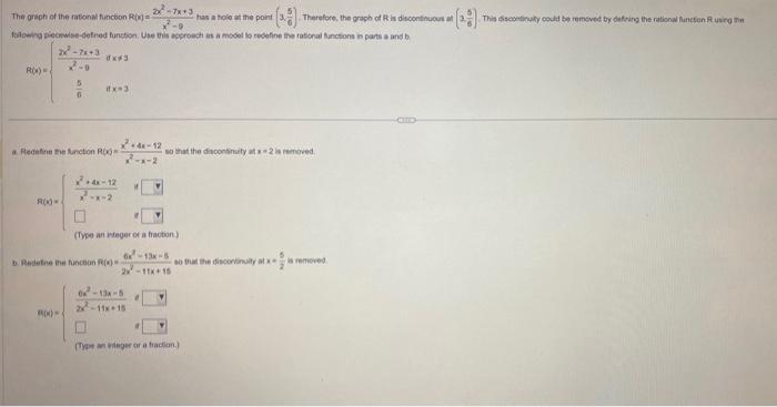Solved The graph of the rational function R(x) = 2x^2-7x+3 / | Chegg.com