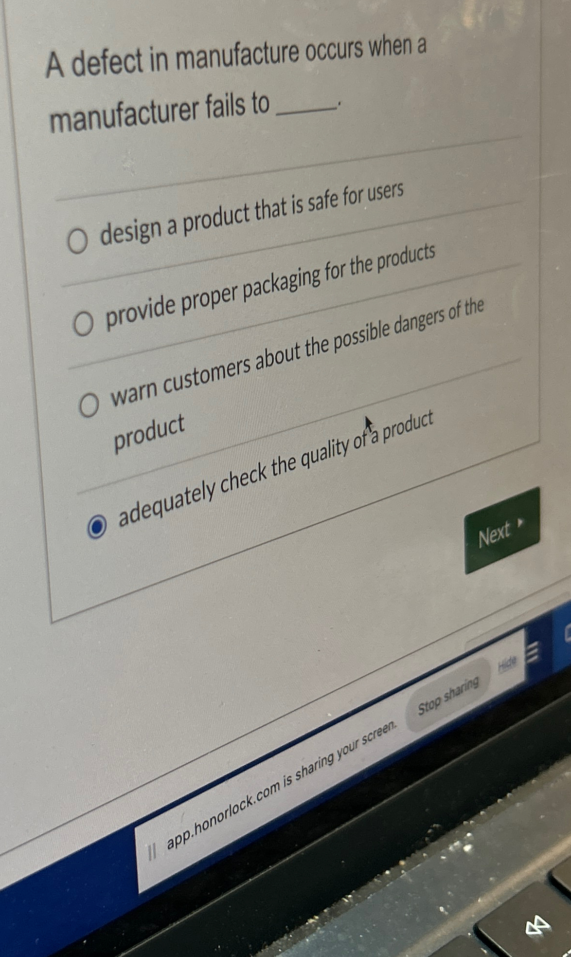 Solved A defect in manufacture occurs when a manufacturer | Chegg.com