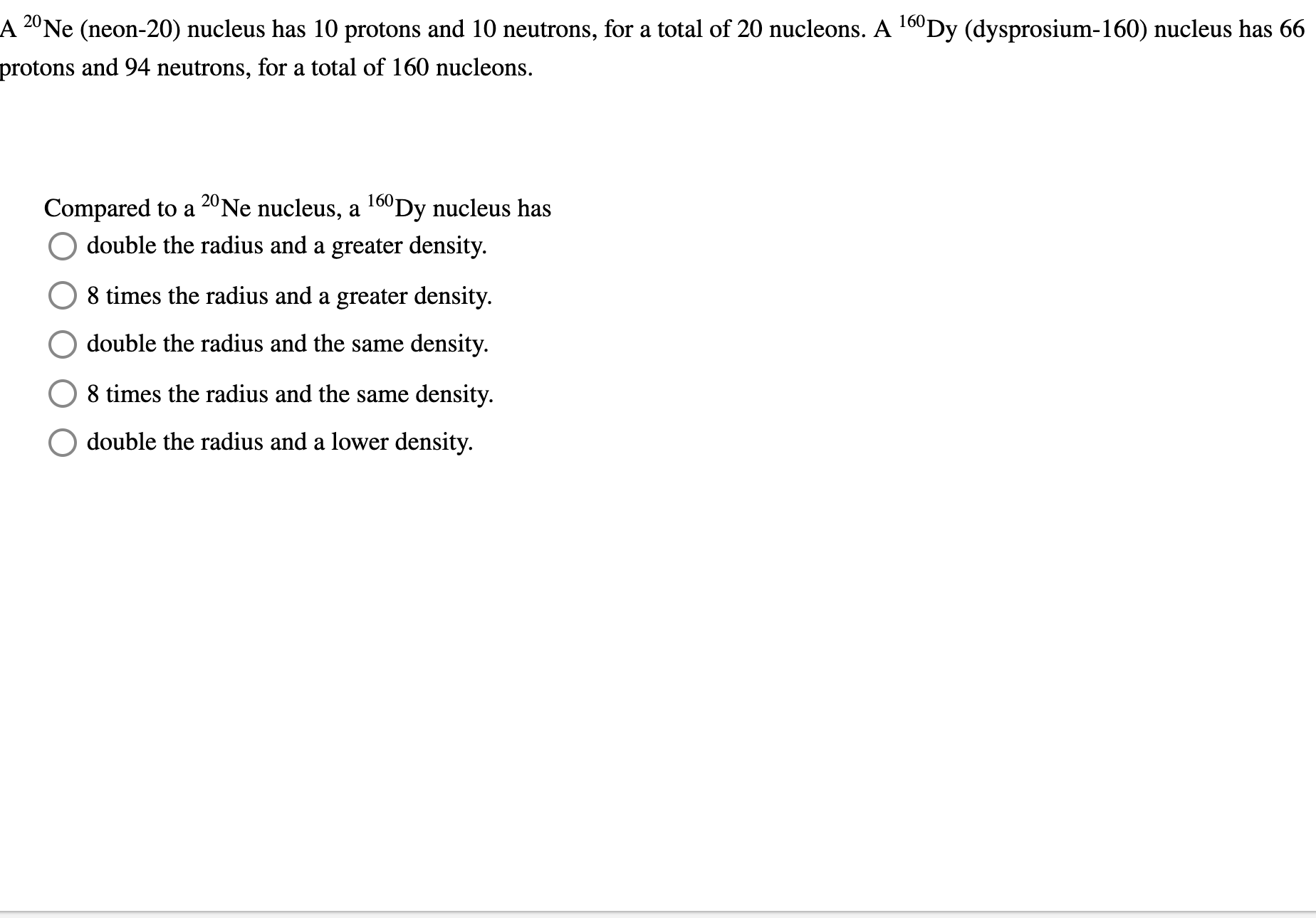 Solved \( \mathrm{A}^{20} \mathrm{Ne} \) (neon-20) ﻿nucleus | Chegg.com