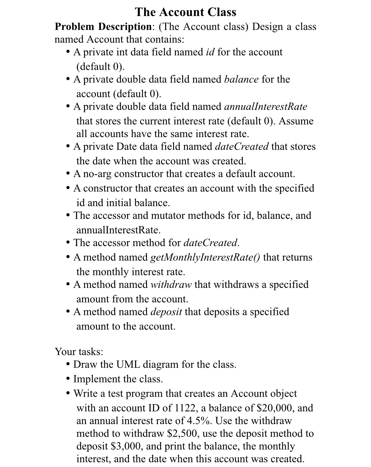 Solved The Account ClassProblem Description: (The Account | Chegg.com