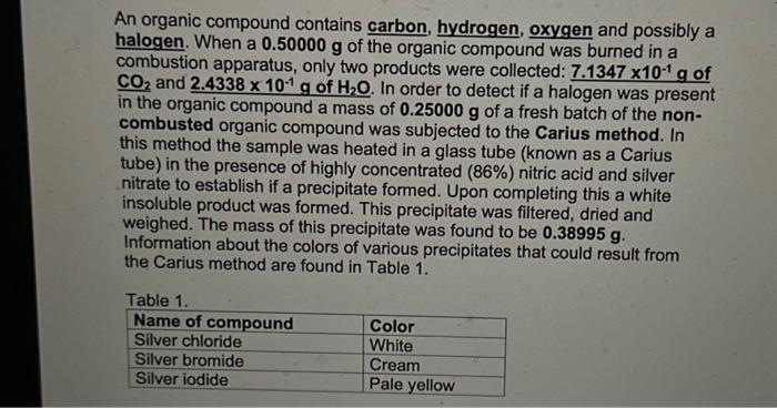 Solved An organic compound contains carbon, hydrogen, oxygen | Chegg.com