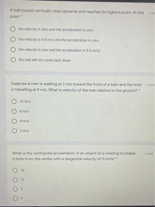 Solved A ball tossed vertically rises upwards and reaches | Chegg.com