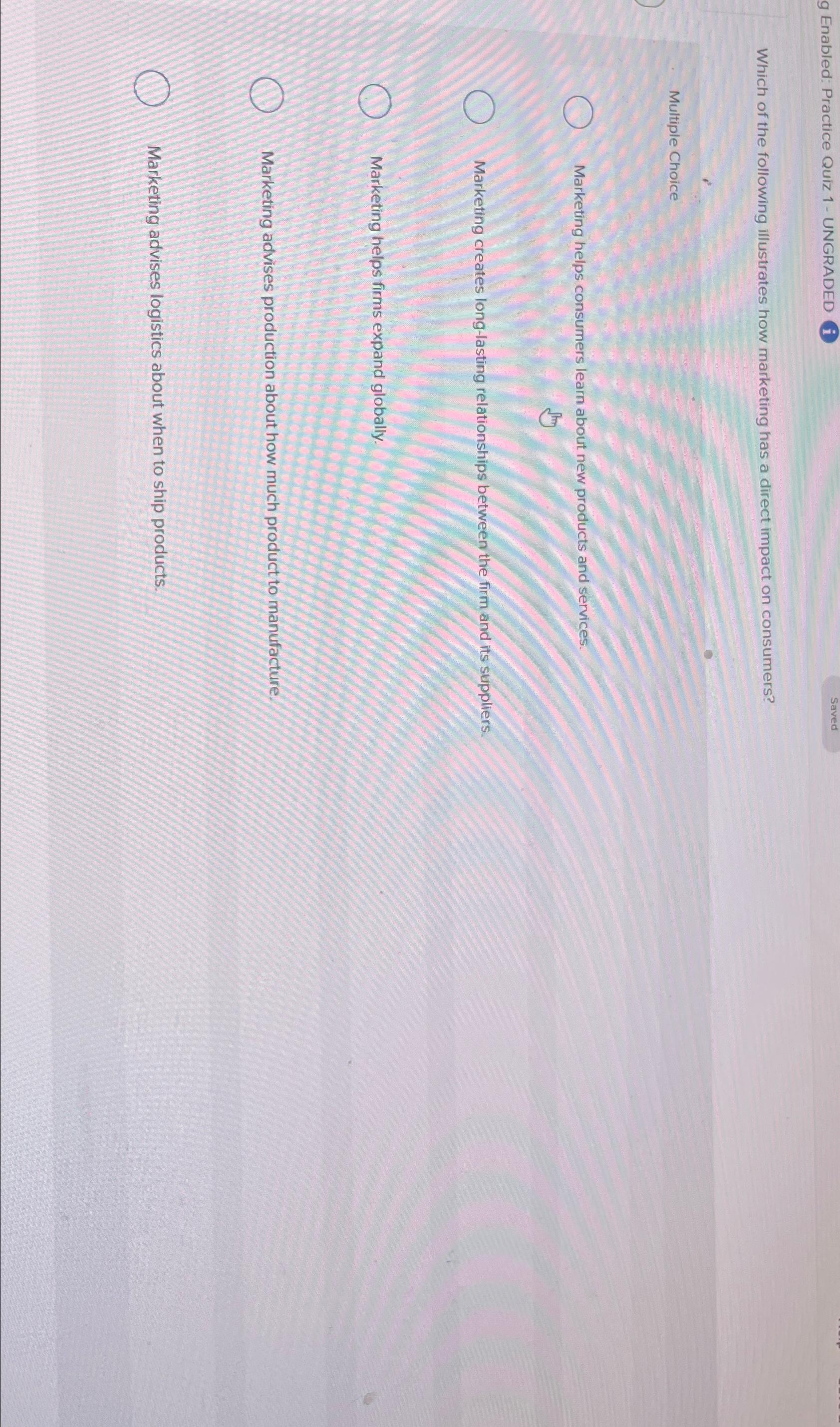 Solved g Enabled: Practice Quíz 1 - ﻿UNGRADED iSavedWhich of | Chegg.com