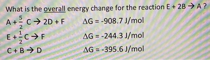 Solved What is the overall energy change for the reaction | Chegg.com