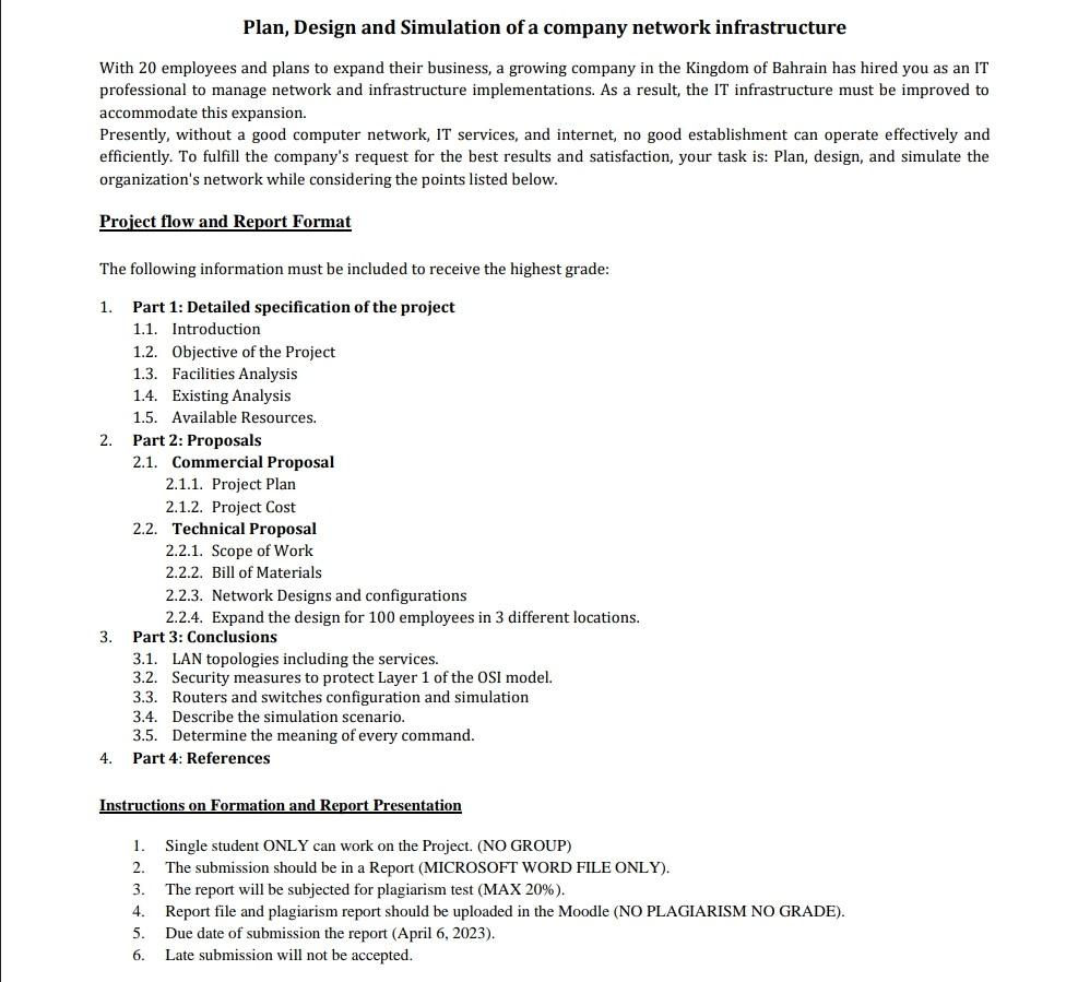 Solved Plan, Design and Simulation of a company network | Chegg.com