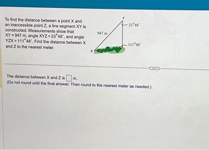 Solved To find the distance between a point X and an | Chegg.com