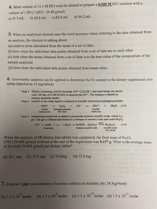 Solved 4. What volume of 12.1MHCl must be diluted to prepare | Chegg.com