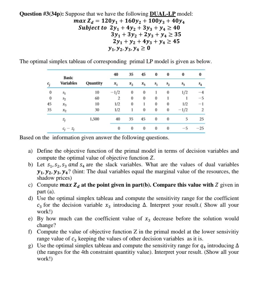Solved Question #3(34p): Suppose that we have the following | Chegg.com