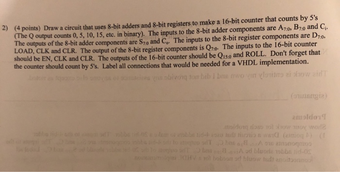 2) (4 points) Draw a circuit that uses 8-bit adders | Chegg.com
