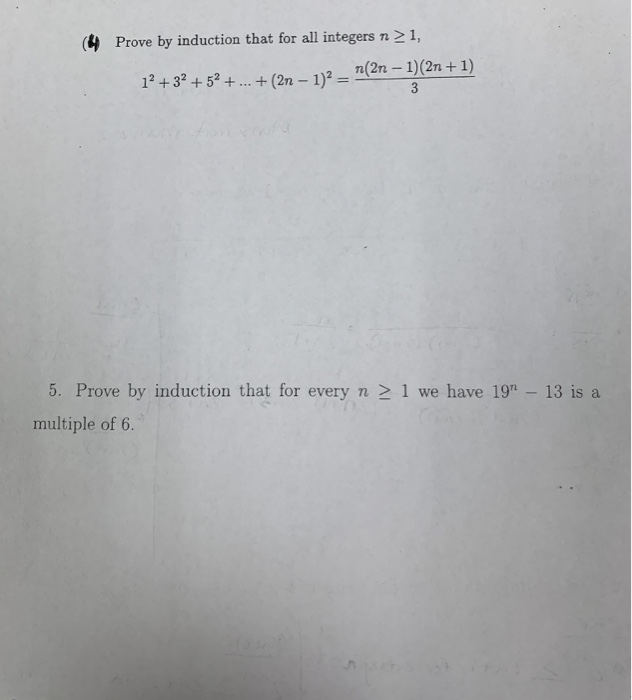 Solved (4 Prove by induction that for all integers n > 1, 12 | Chegg.com