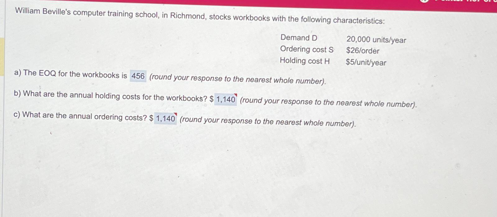 William Beville's computer training school, in | Chegg.com