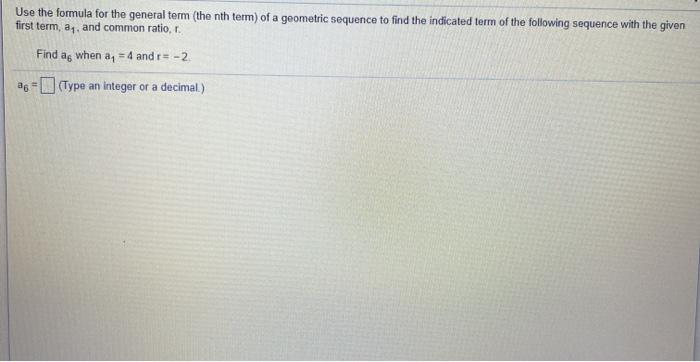 Solved Use the formula for the general term (the nth term) | Chegg.com