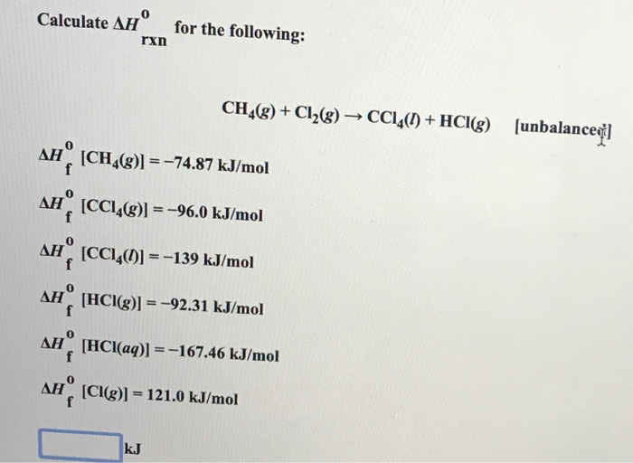 Solved Calculate AH for the following: rxn | Chegg.com