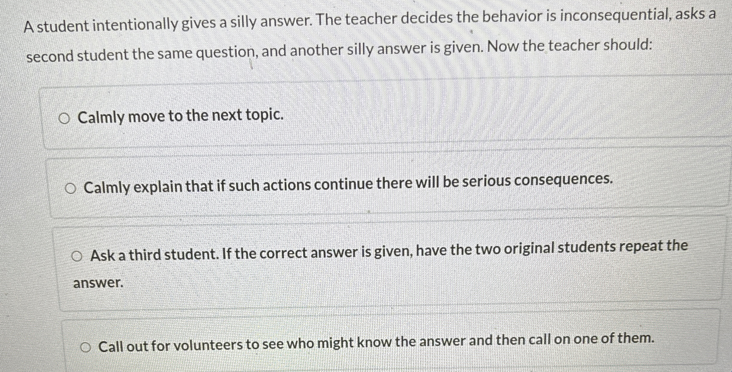 A student intentionally gives a silly answer. The | Chegg.com