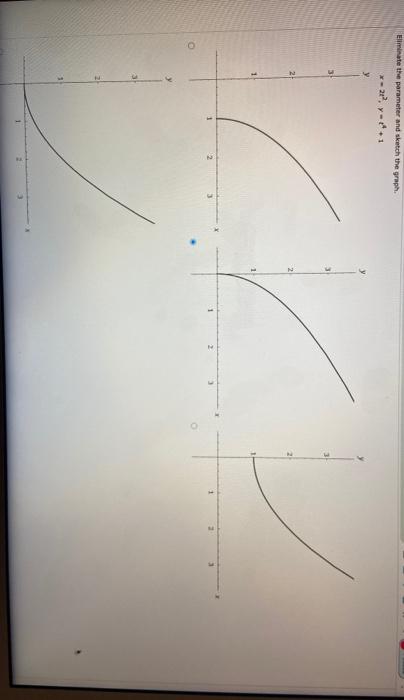Solved Eliminate the parameter and sketch the graph. x=2 y+1 | Chegg.com