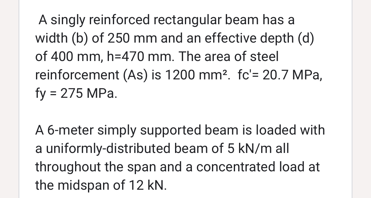 A singly reinforced rectangular beam has a width (b) | Chegg.com