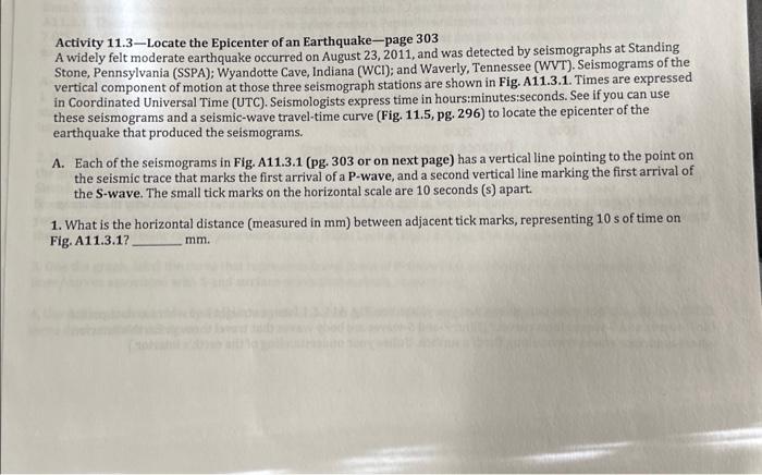 Solved Activity 11.3-Locate the Epicenter of an | Chegg.com