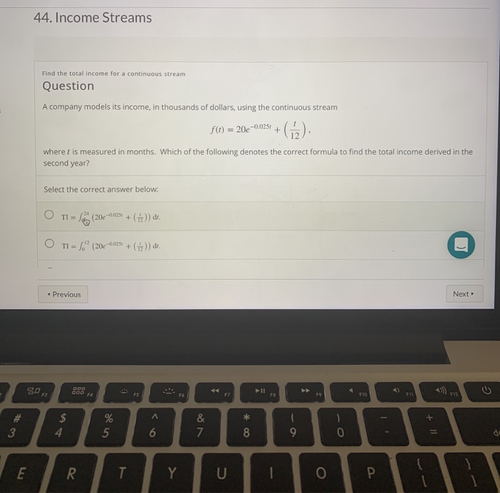 Solved 44. Income Streams Find the total income for a | Chegg.com