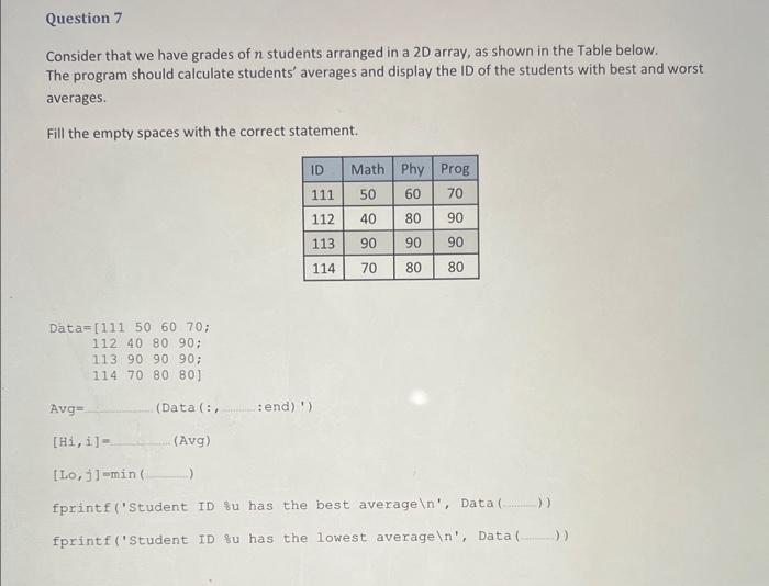 Solved Consider that we have grades of n students arranged | Chegg.com