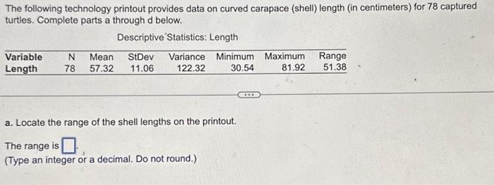 Solved The following technology printout provides data on | Chegg.com