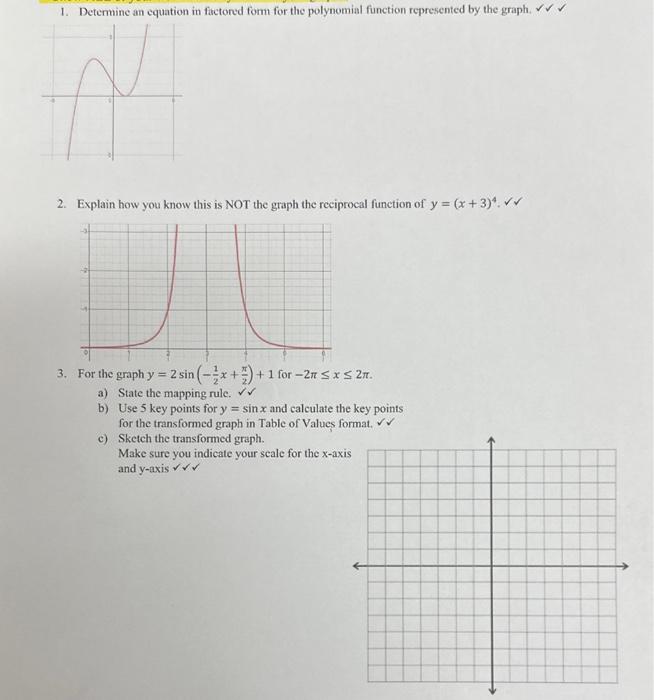 Solved 1. Determine an equation in factored form for the | Chegg.com