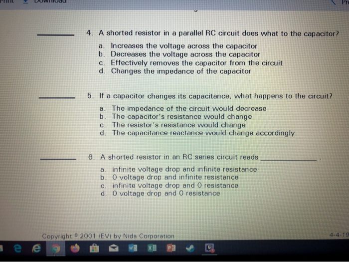Solved A shorted capacitor in an RC circuit series circuit | Chegg.com
